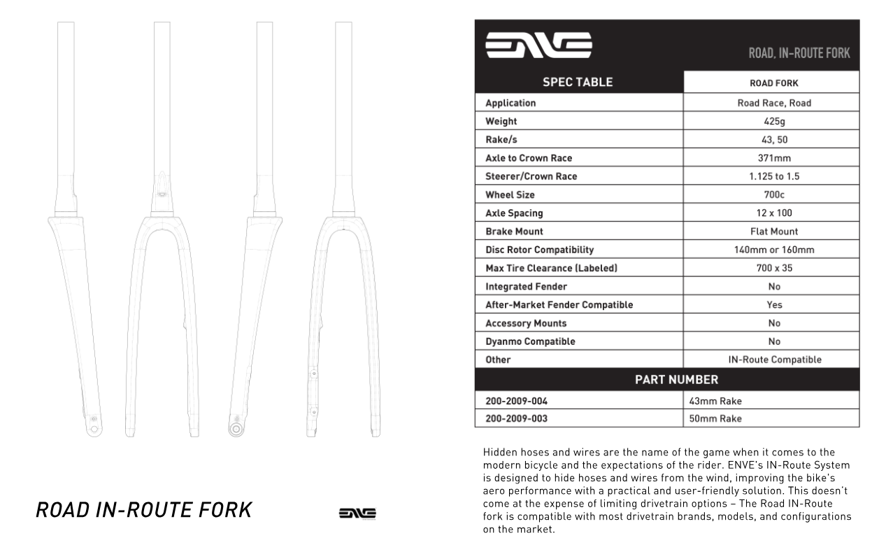 Road IN-Route Fork Specs – ENVE Support Center Home